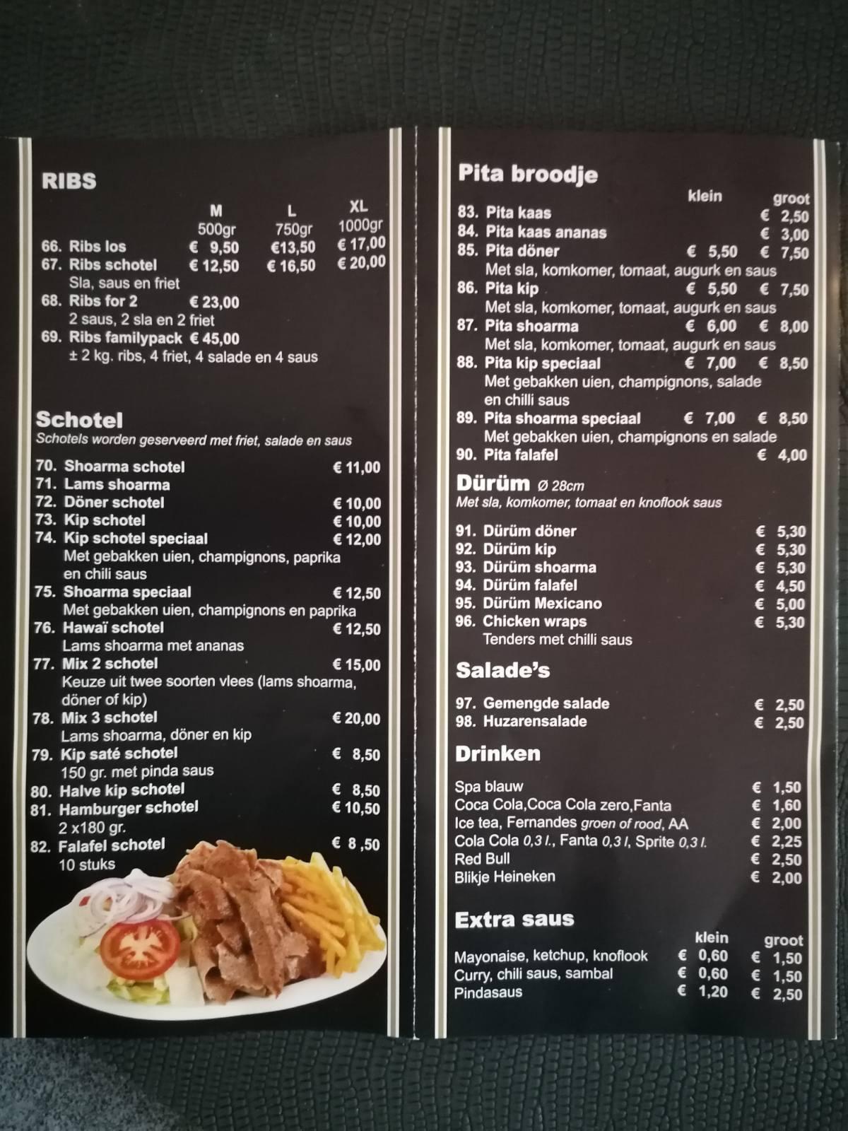 Menu at Laya Cafetaria, Utrecht