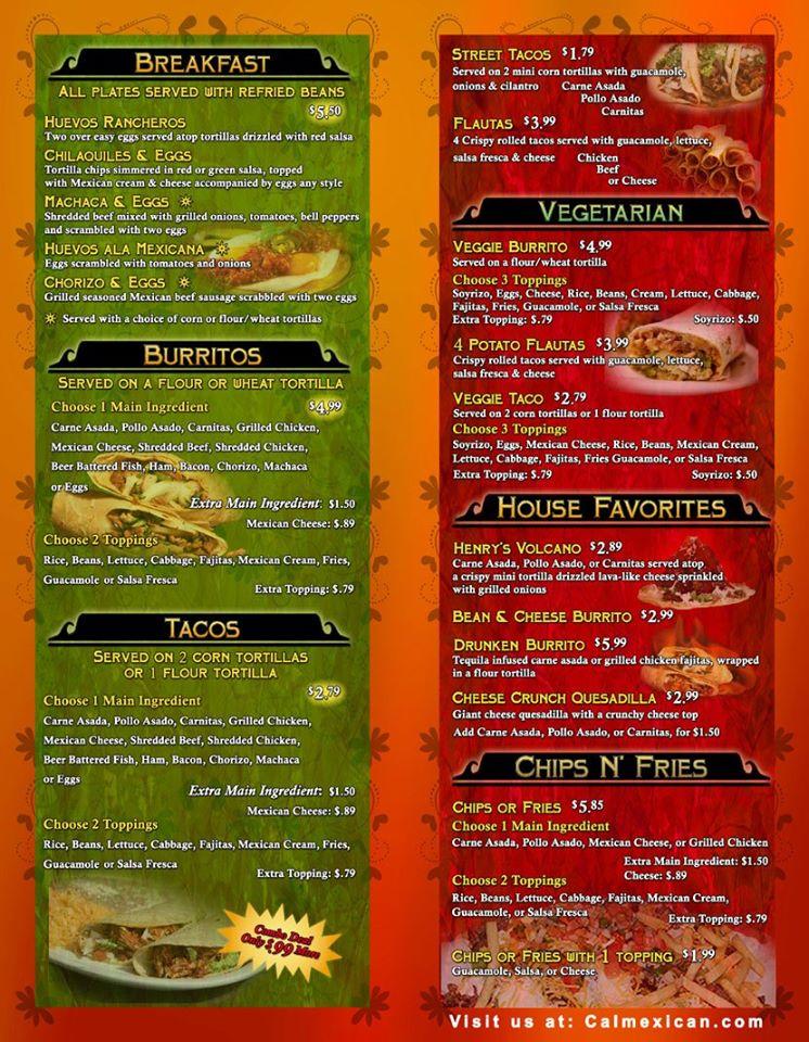 Menu at Oaxaca Mexican Kitchen restaurant, El Paso, E Delta Dr