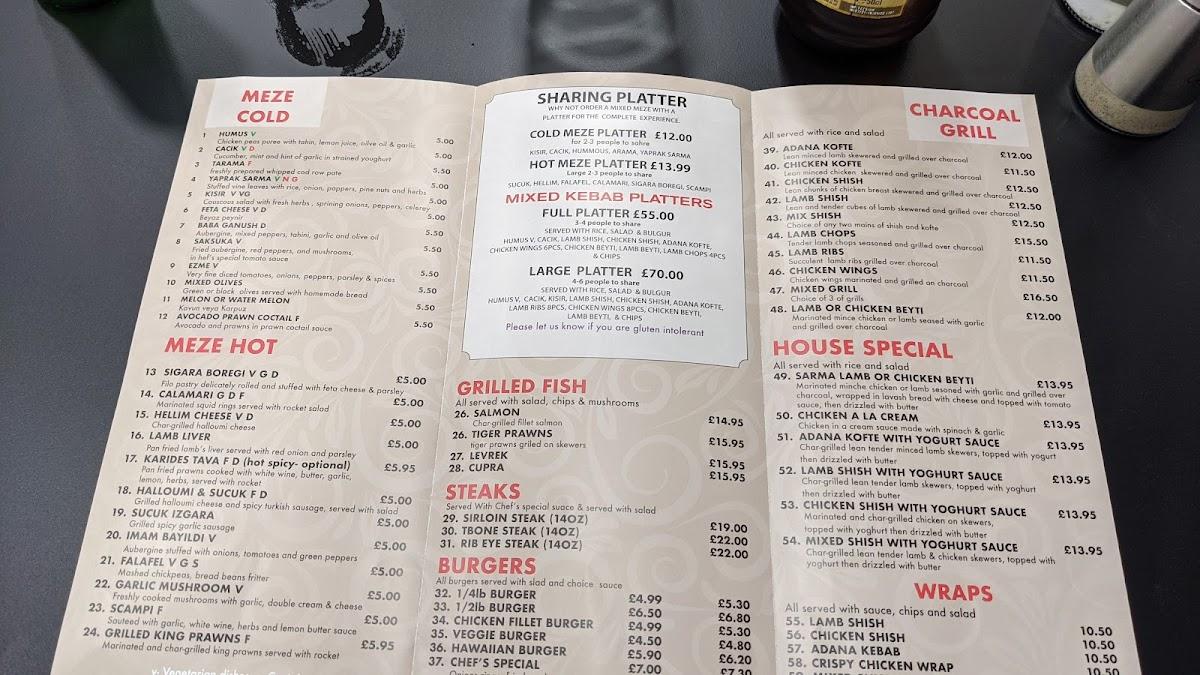 Menu at Westbury Mezze Bar & Restaurant, Bristol
