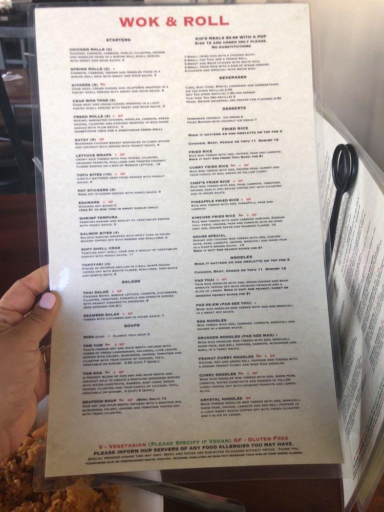 Menu at Wok & Roll Asian Cuisine restaurant, Spring Lake