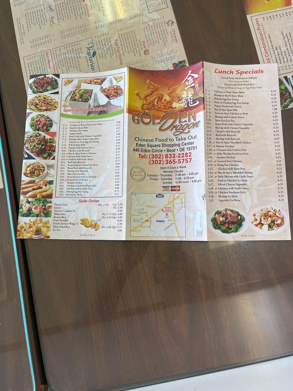 Menu at Golden Dragon restaurant, Bear, 440 Eden Cir