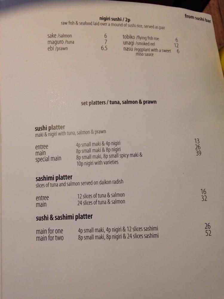 Menu at Sozai Restaurant, Armadale