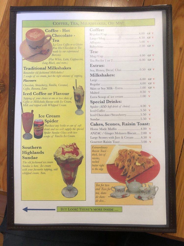 Menu at Wingello Village Store cafe, Wingello
