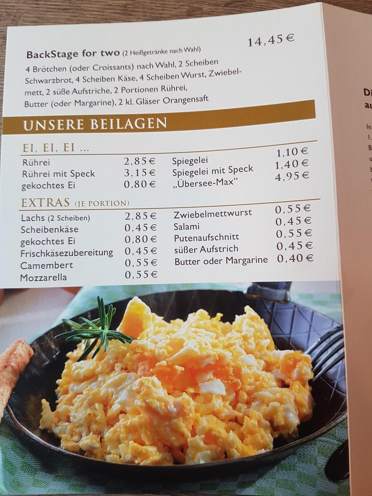 Menu at BackStage Bäckerei-Lounge & Bistro, Bremen