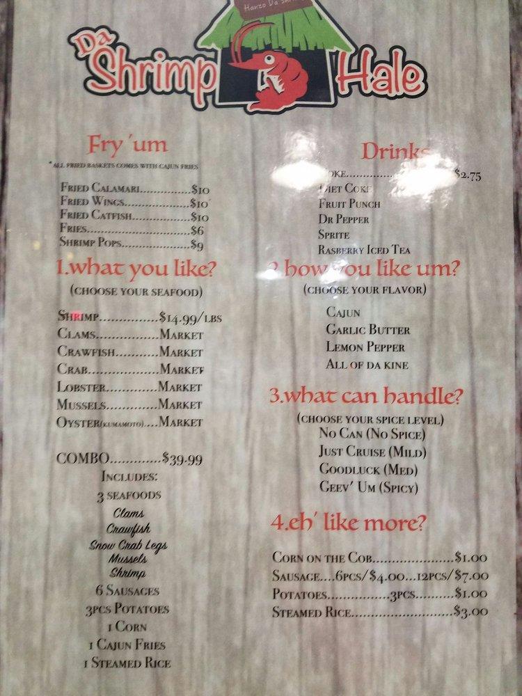 Menu at Da Shrimp Hale restaurant, Kahului
