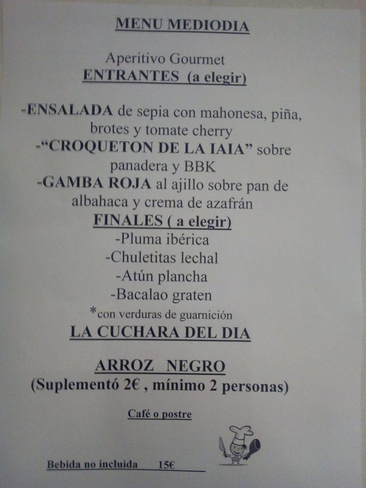 Carta del restaurante El Gourmet del Socarrat, Játiva
