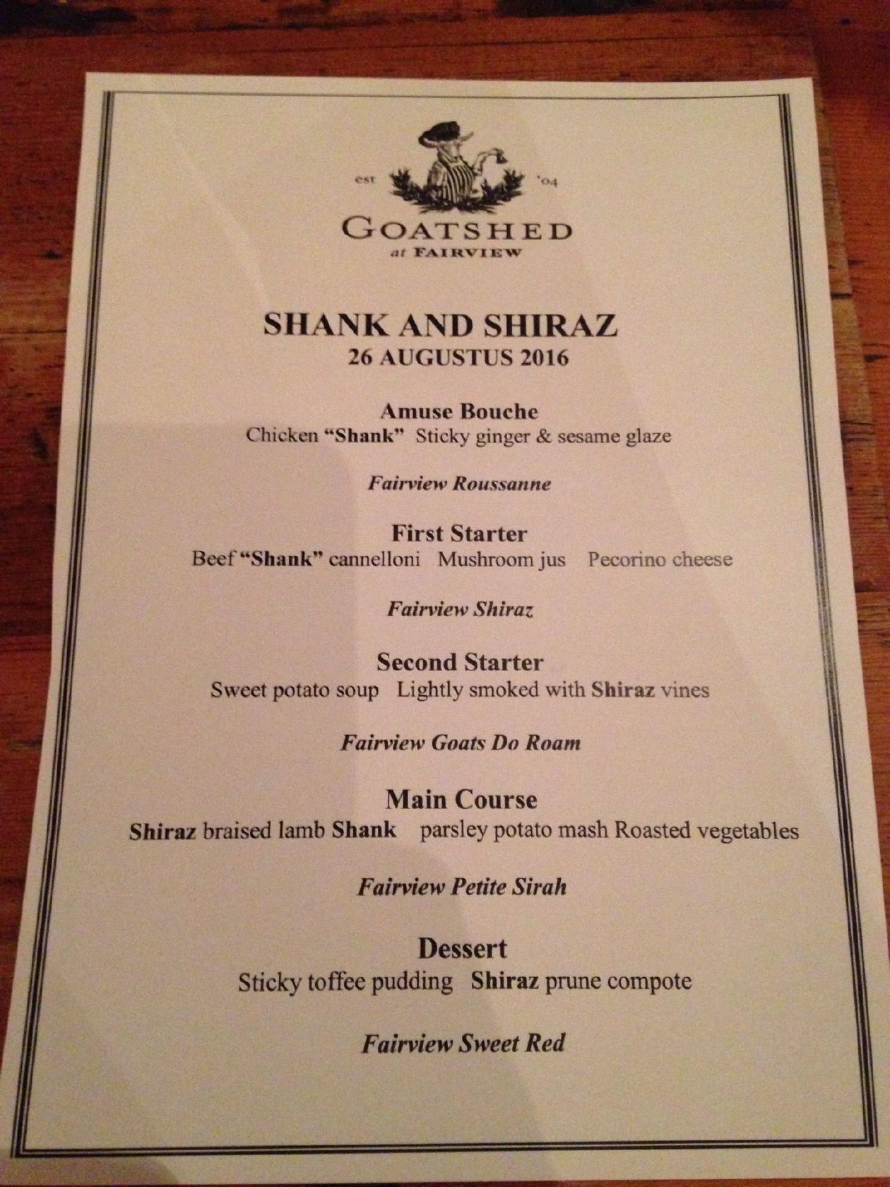 Menu at Fairview Wine and Cheese pub & bar, Paarl