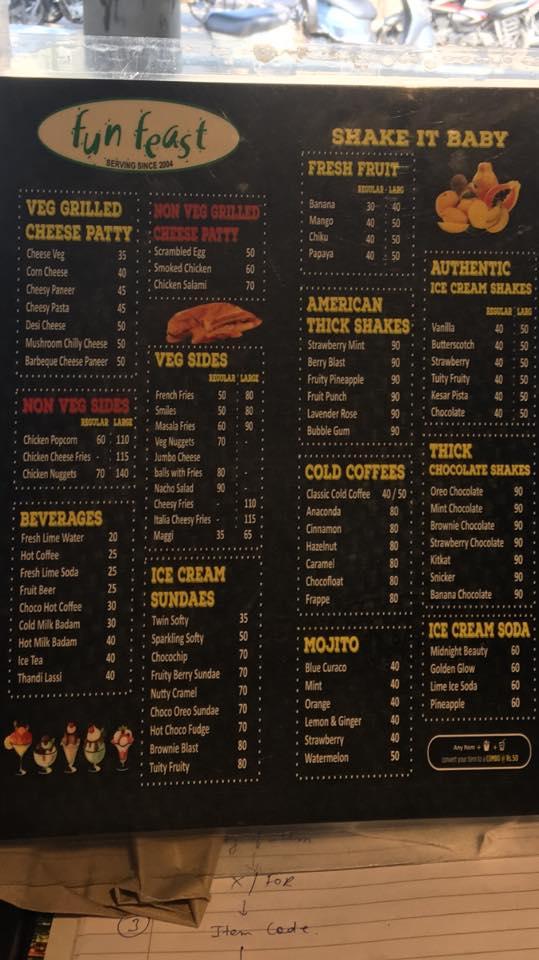 Menu at Fun Feast, Chandigarh, Booth No. 125