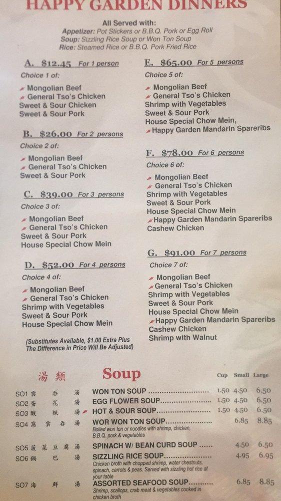 Menu at Happy Garden Chinese Restaurant, Burien