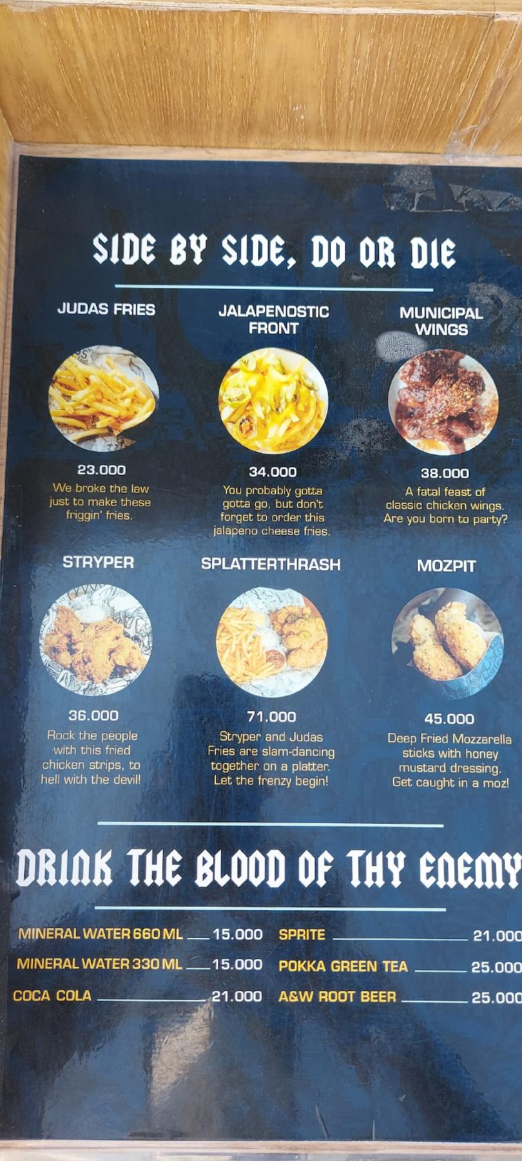 Menu at Lawless Burgerbar P.I.K, North Jakarta