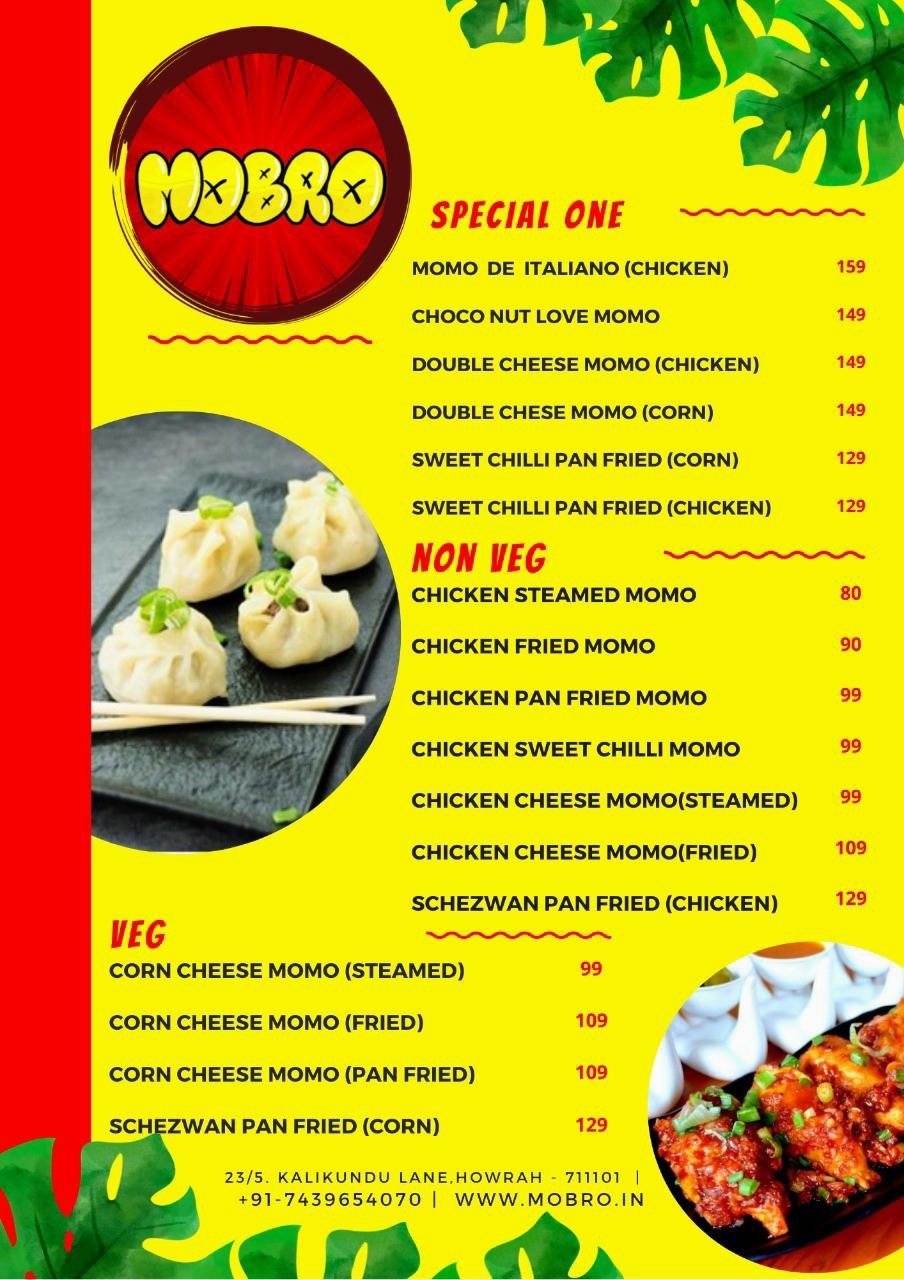 Menu at MoBro Momo, Howrah, 82