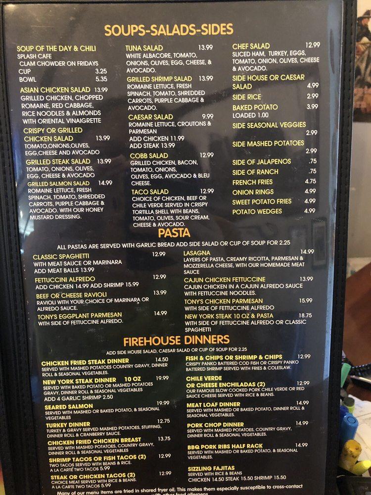 Menu at Tony's Firehouse Grill and Pizza pizzeria, Bakersfield