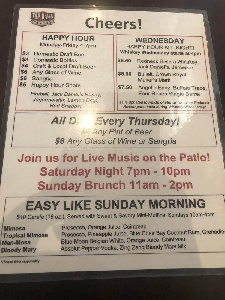 Menu at Top Dawg Tavern - Hilton Head restaurant, Hilton Head Island