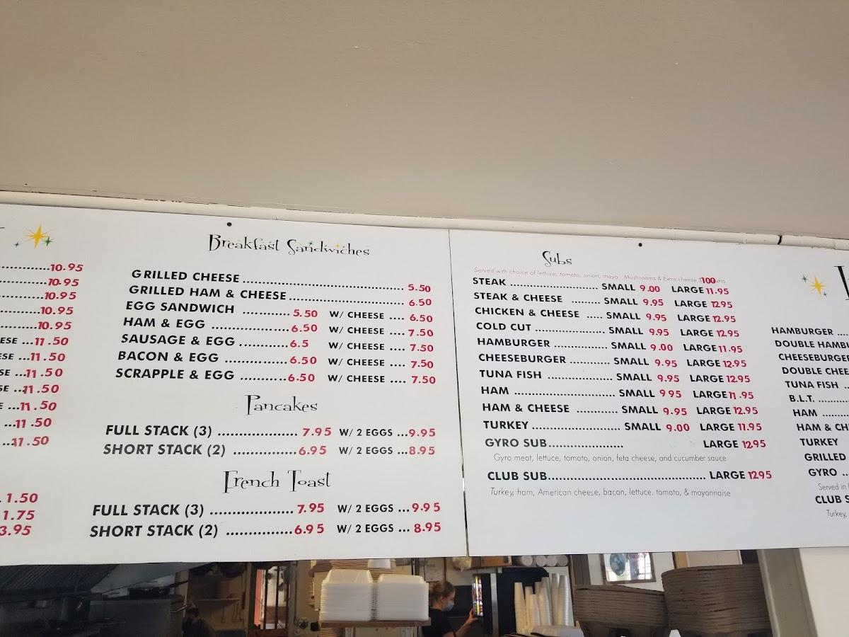 Menu at Sunrise Restaurant, Dewey Beach