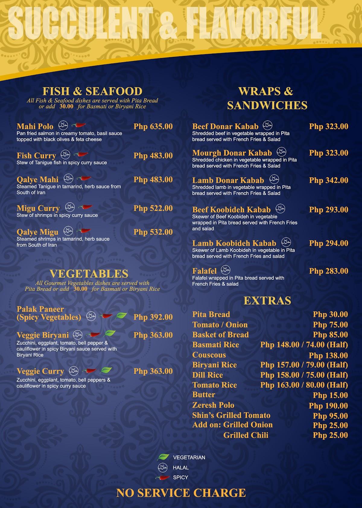 Menu at Arya - Quezon City - Robinsons Magnolia (Persian Restaurant ...