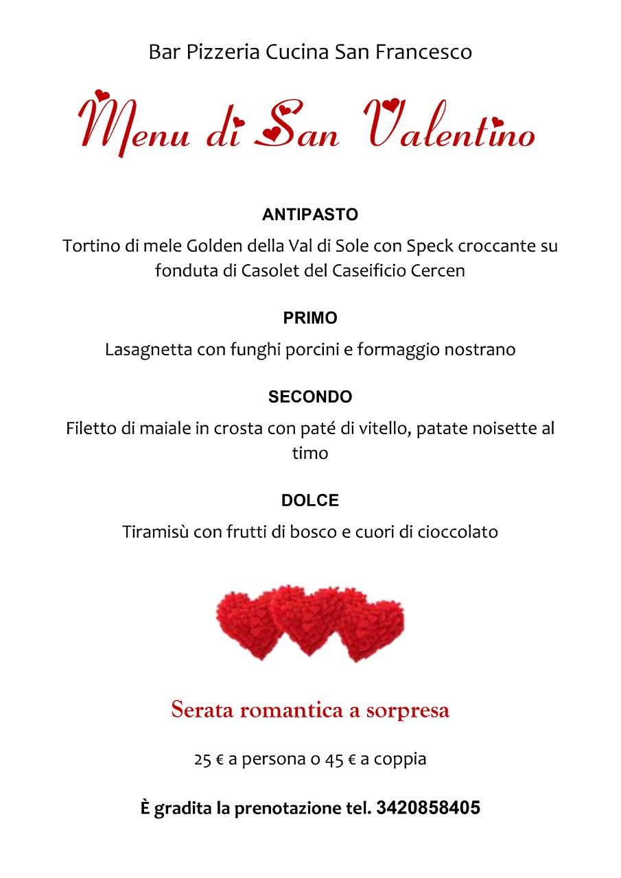 Menu da Bar Cucina Pizzeria San Francesco, Cavizzana