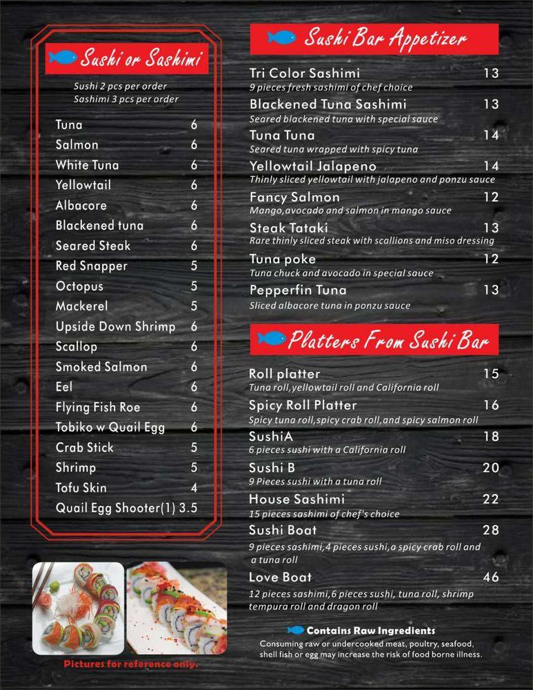 Menu at Blue Moon Asian Cuisine & Sushi Bar, Elko