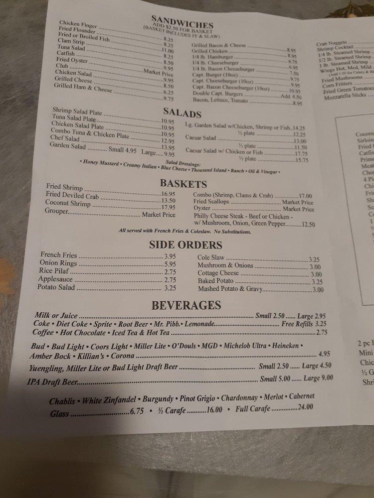 Menu at Capt'n Con's Fish House restaurant, Bokeelia