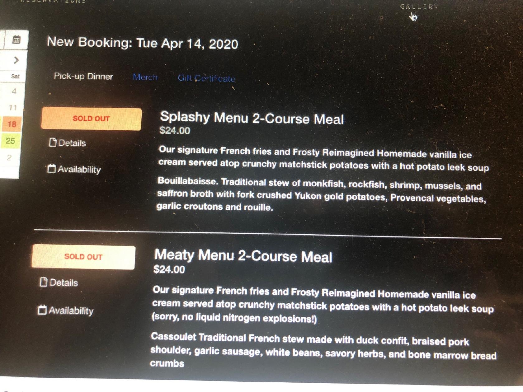 Menu at EL ideas restaurant, Chicago