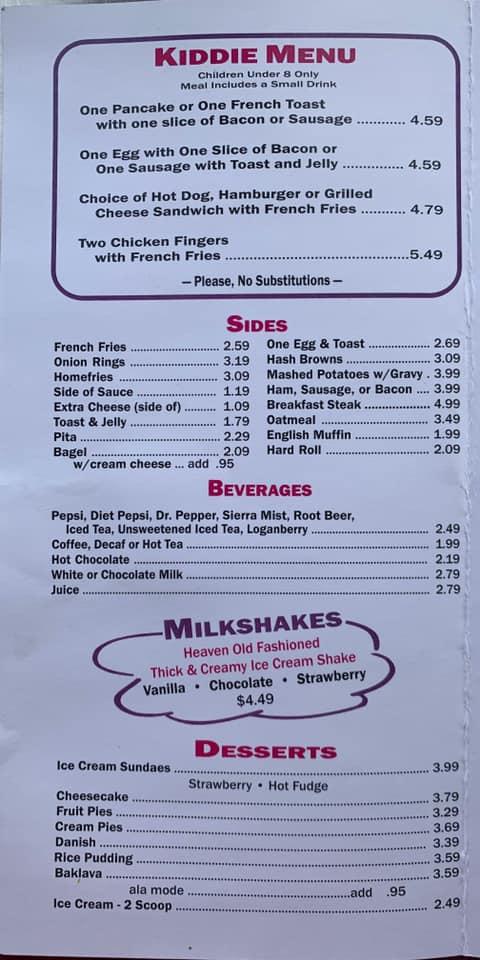 Menu at Hot Dog Heaven restaurant, Buffalo