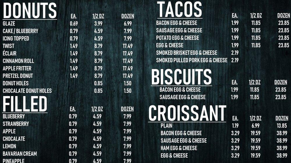 Menu at Panda Donuts & Kolaches, Cypress