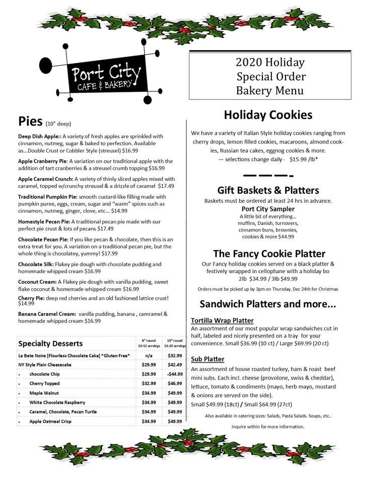 Menu at Port City Cafe & Bakery, Oswego