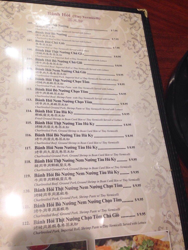 Menu at Saigon Eden restaurant, San Gabriel, 980 E Las Tunas Dr # C