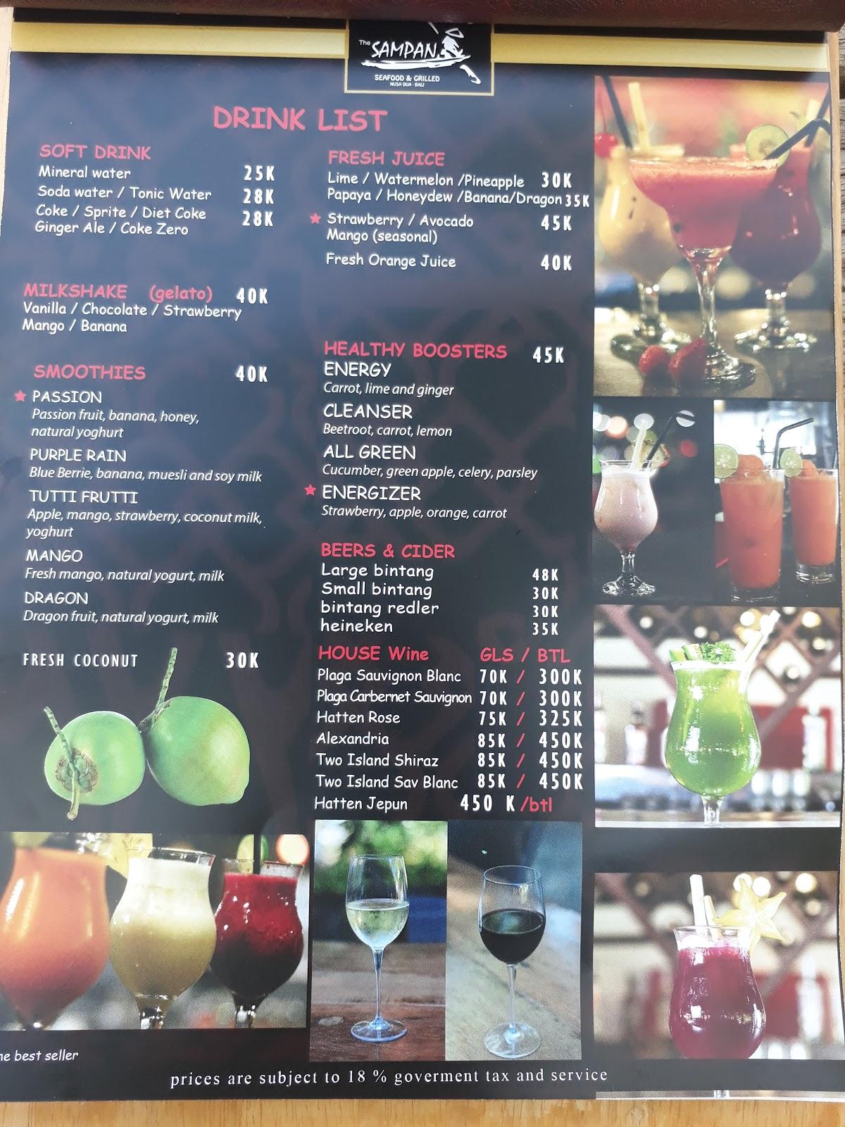 Menu at The Sampan Restoran restaurant, Tua
