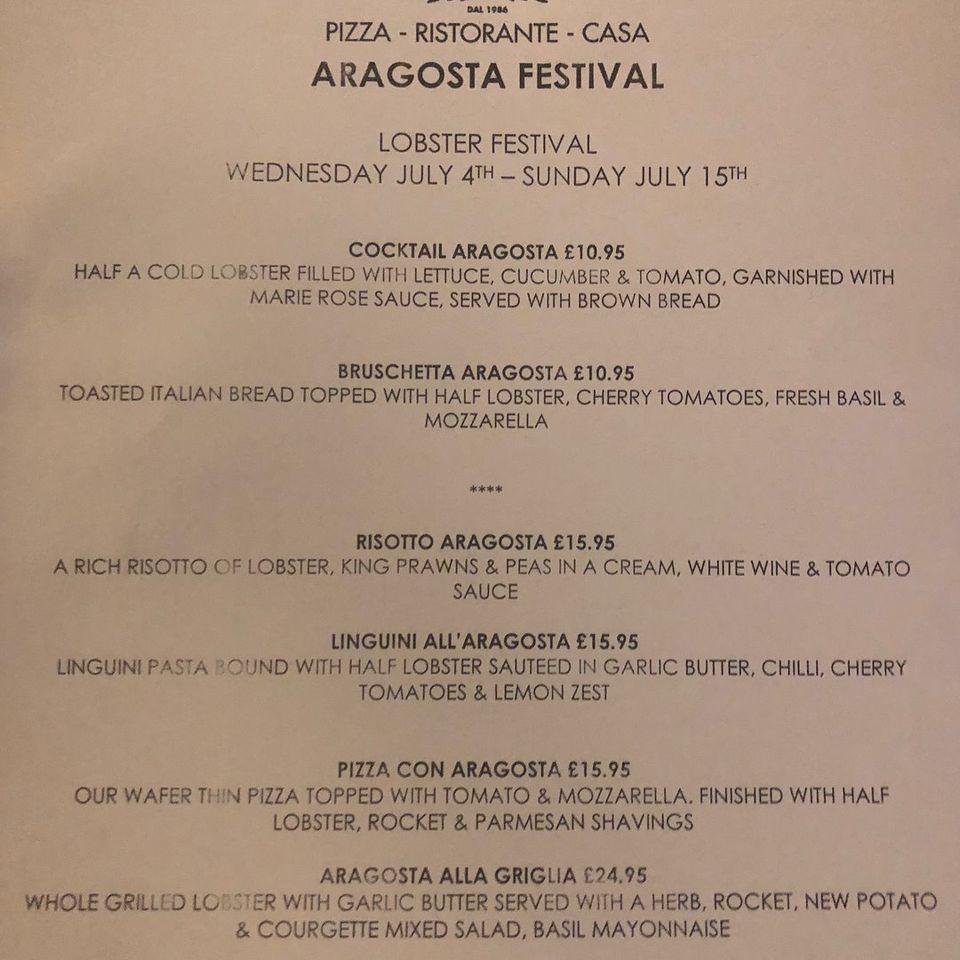 Menu at Valentino's Restaurant, Ripon