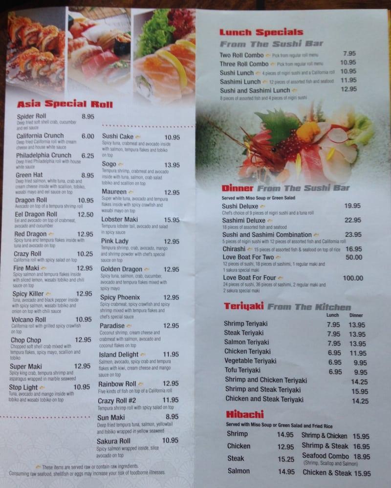 Menu at Asia Garden restaurant, Strongsville