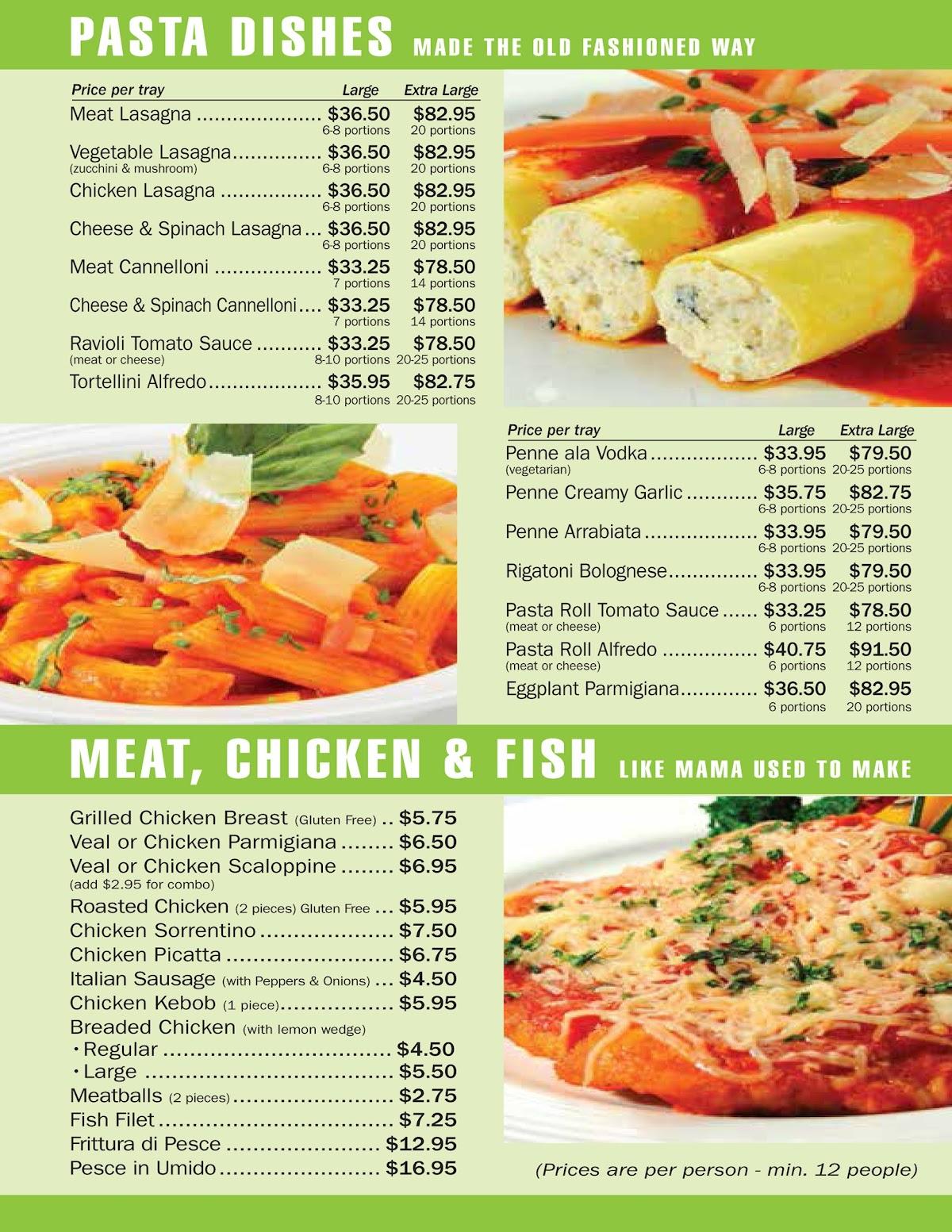 Menu at Palma Pasta restaurant, Oakville