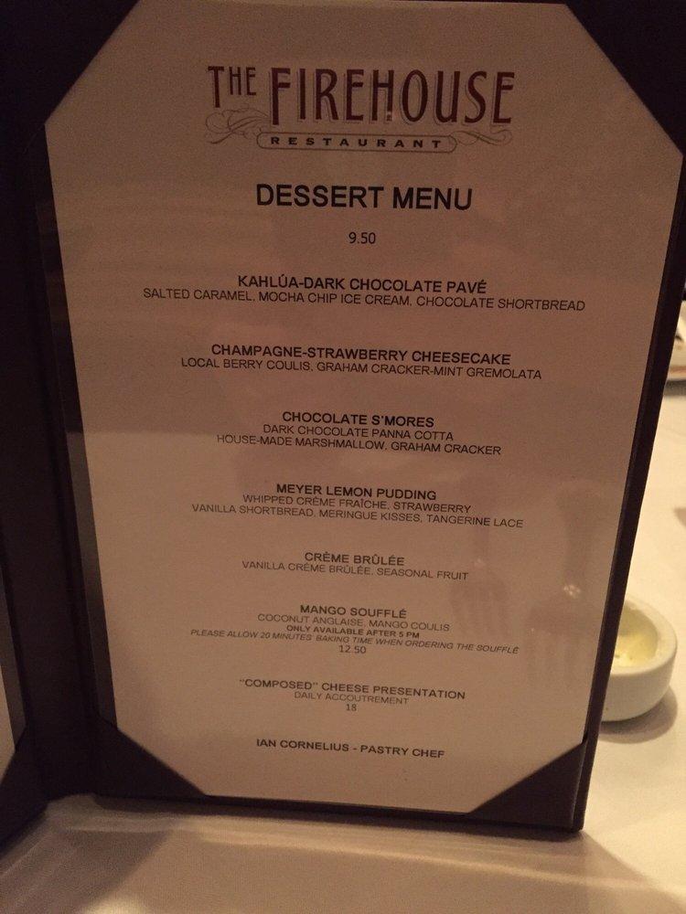 Menu at The Firehouse Restaurant, Sacramento