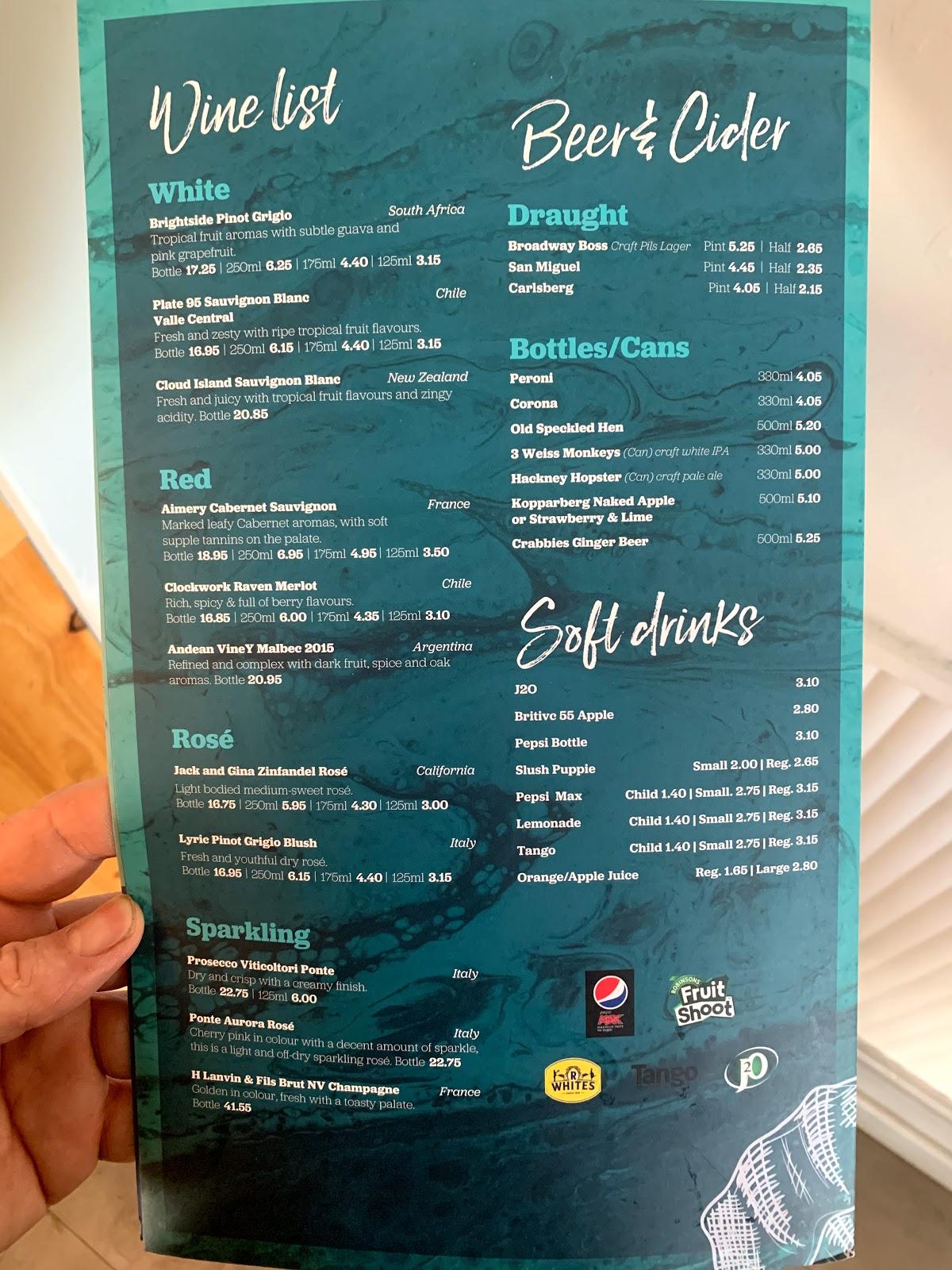 Menu at The Nab Bar, Bembridge