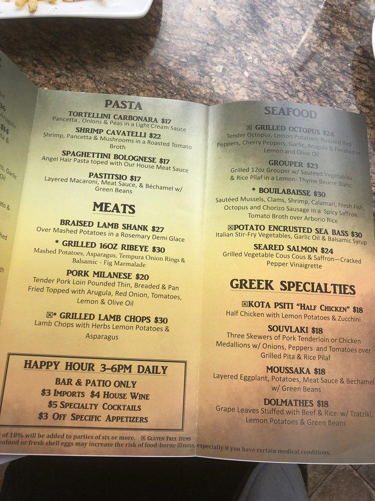 Menu at Zorba's Mediterranean Grille & Bar, Bonita Springs