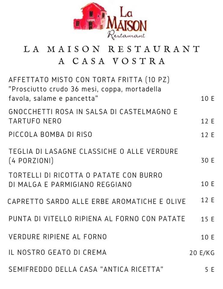 Menu da La Maison Restaurant, Fornovo di Taro