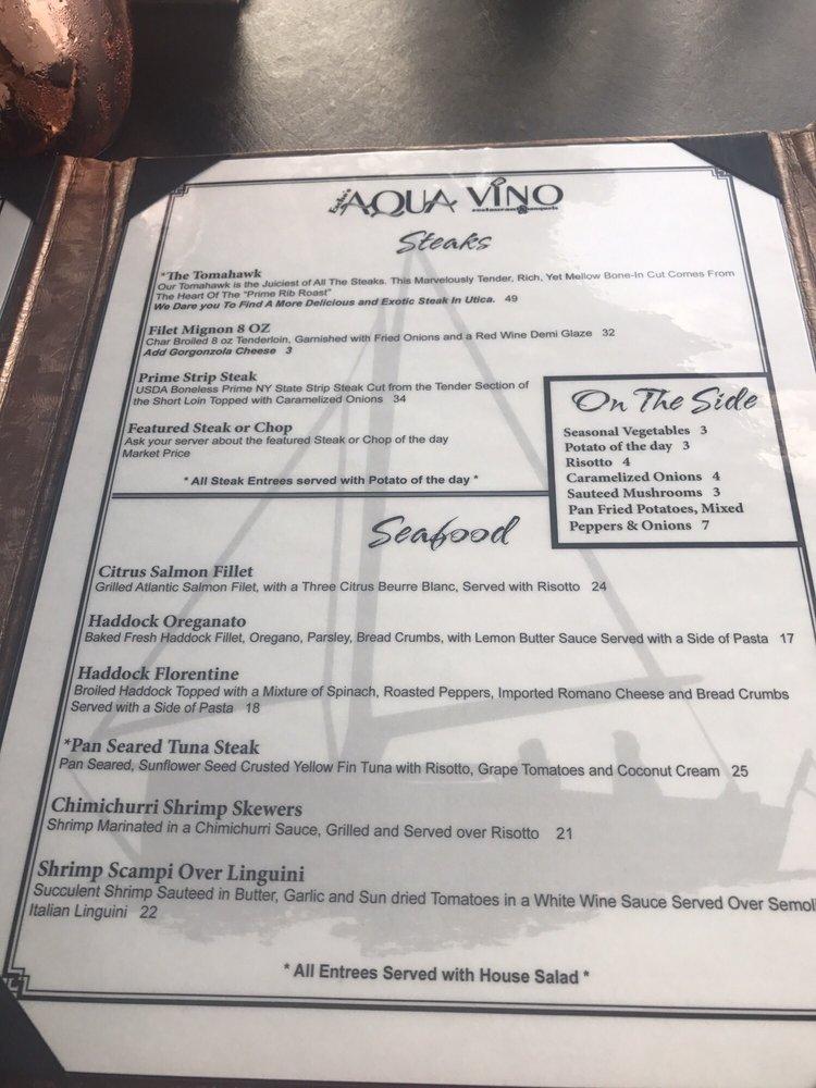 Menu at Aqua Vino Restaurant, Utica