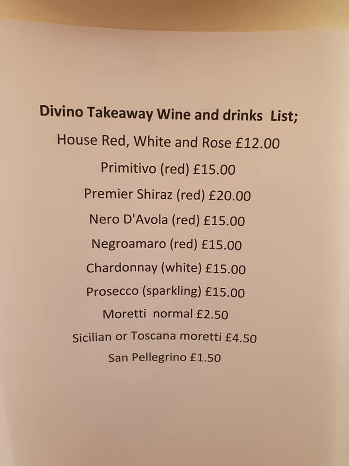 Menu at Divino Italian Restaurant Wigan, Wigan, 4 Orrell Rd