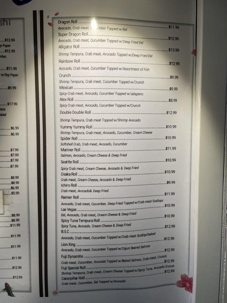 Menu at Fuji Teriyaki restaurant, Renton, 140th Ave SE