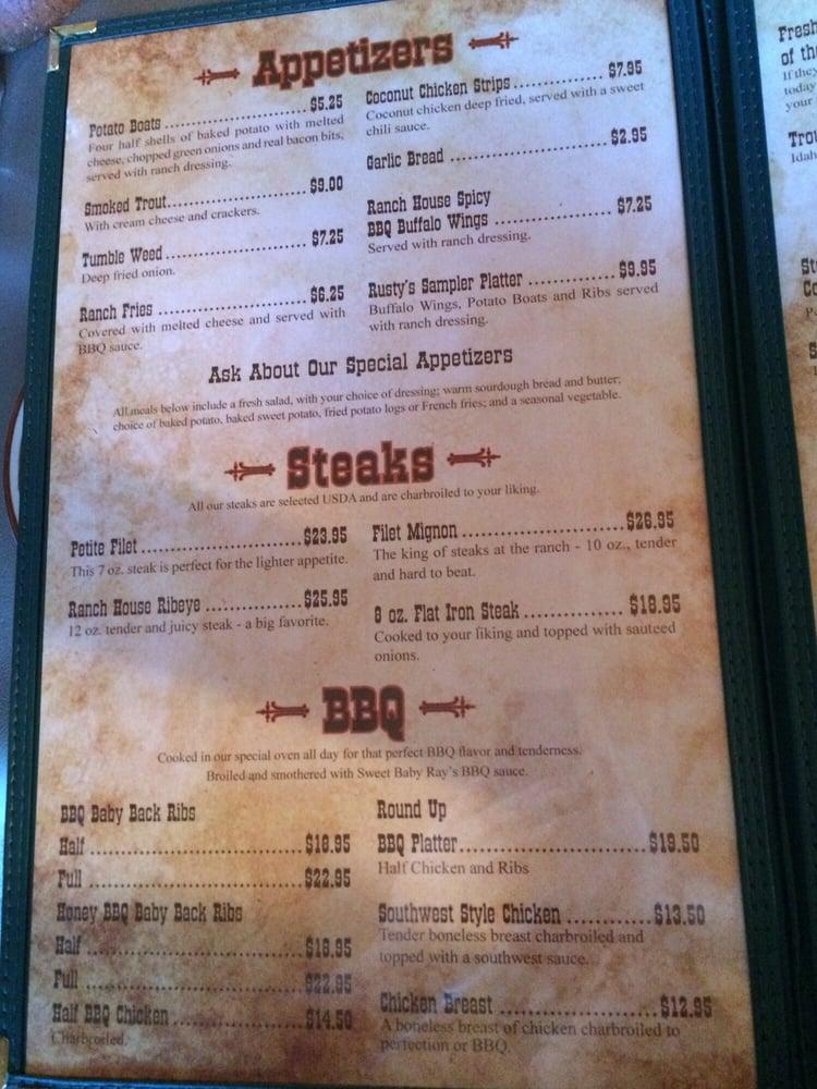 Menu at Rusty's Ranch House BBQ, Cedar City, UT-14