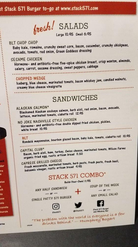 Menu at Stack 571 Burger and Whiskey Bar - Olympia, Olympia