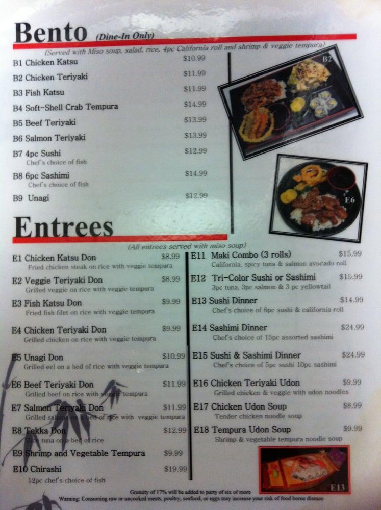 Menu at Sushi NiNi restaurant, Round Rock