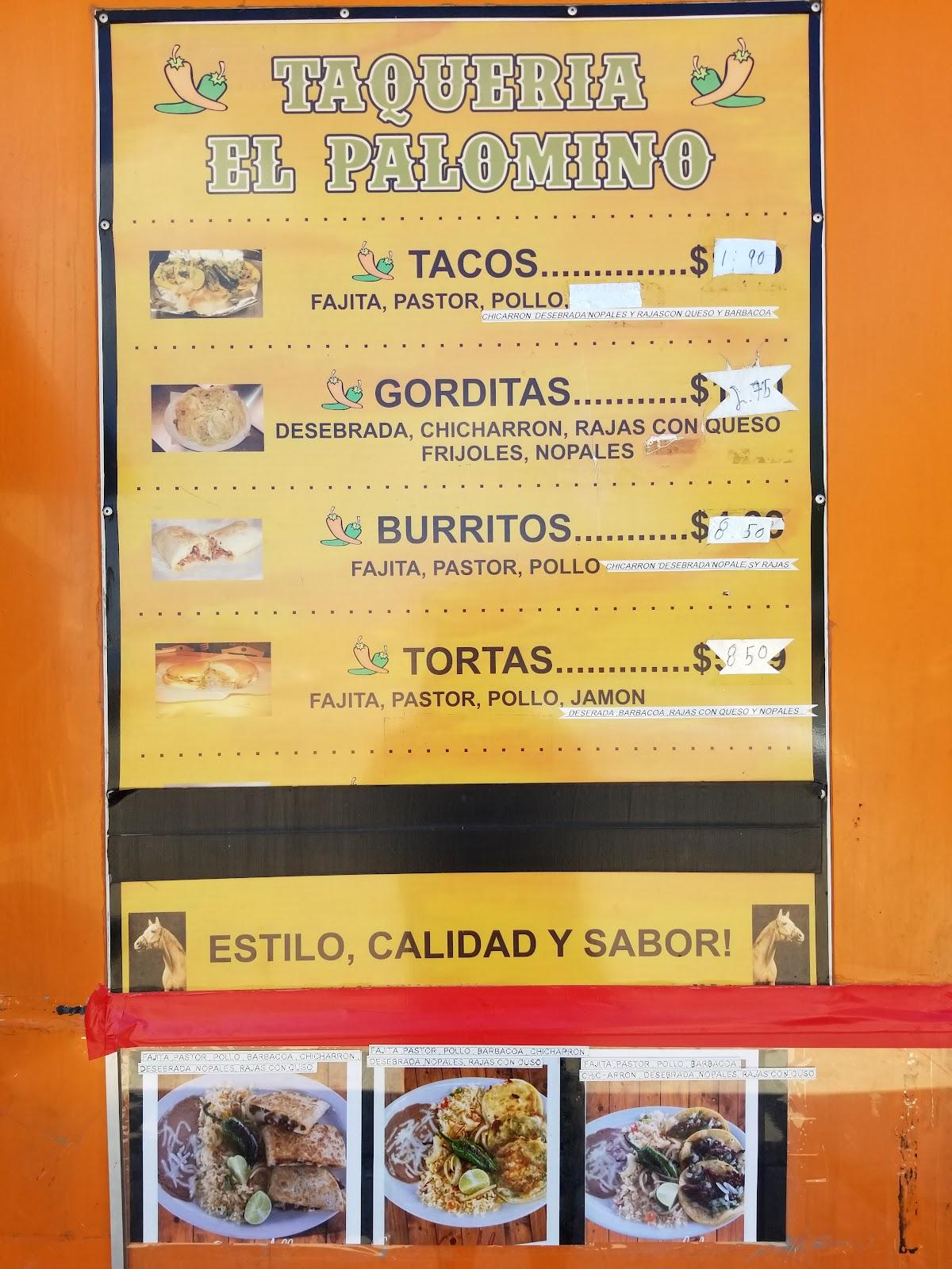 Menu at Taqueria El Palomino restaurant, Lake Dallas