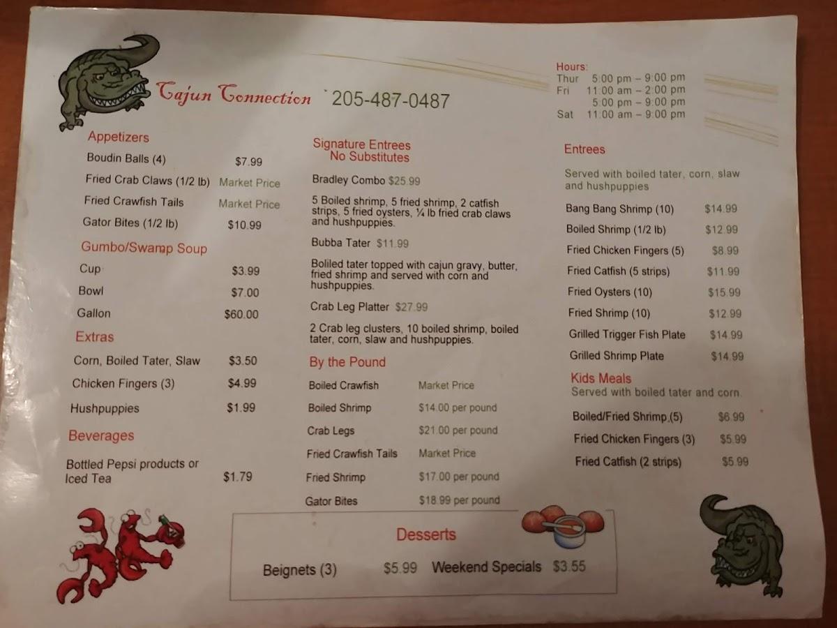 Menu at Cajun Connection restaurant, Winfield