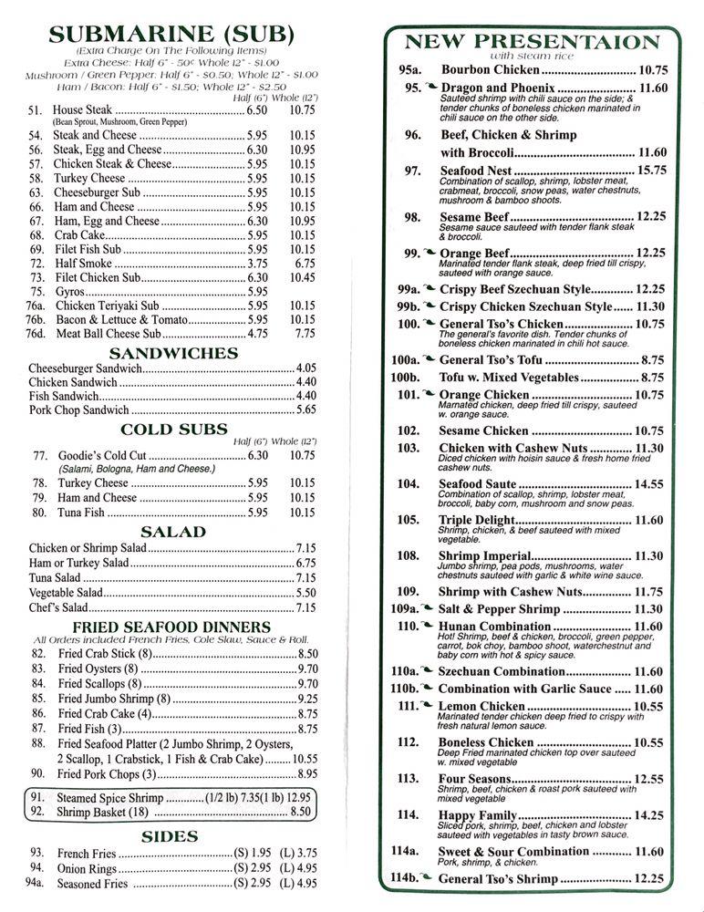 Menu at Goodies restaurant, Bryans Road