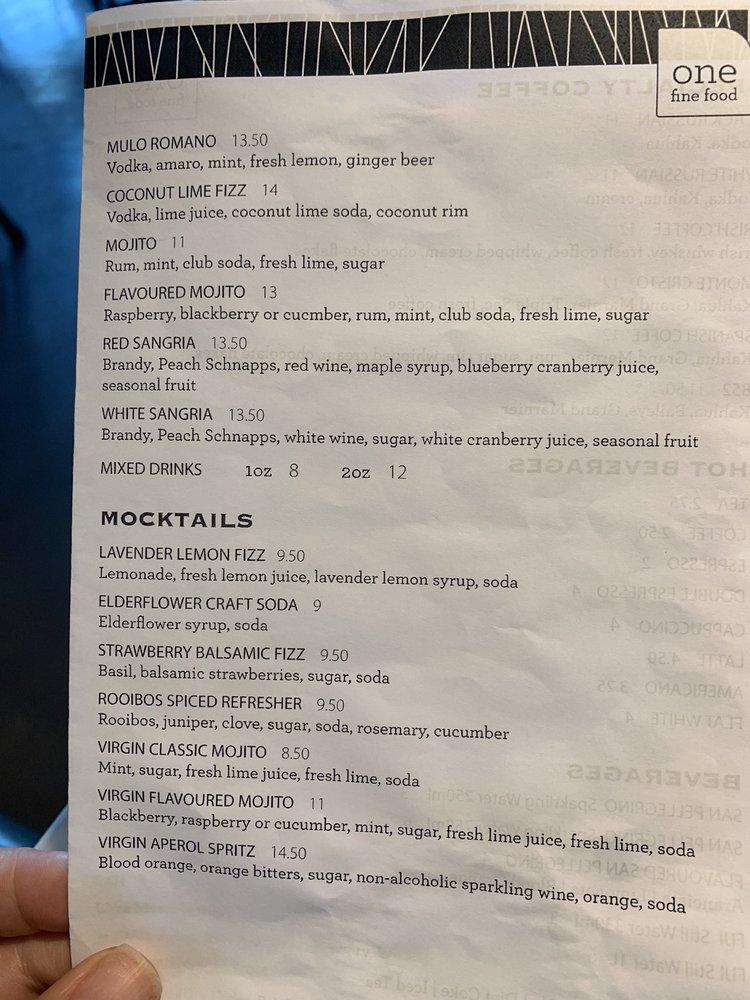 Menu at One Fine Food cafe, Peterborough