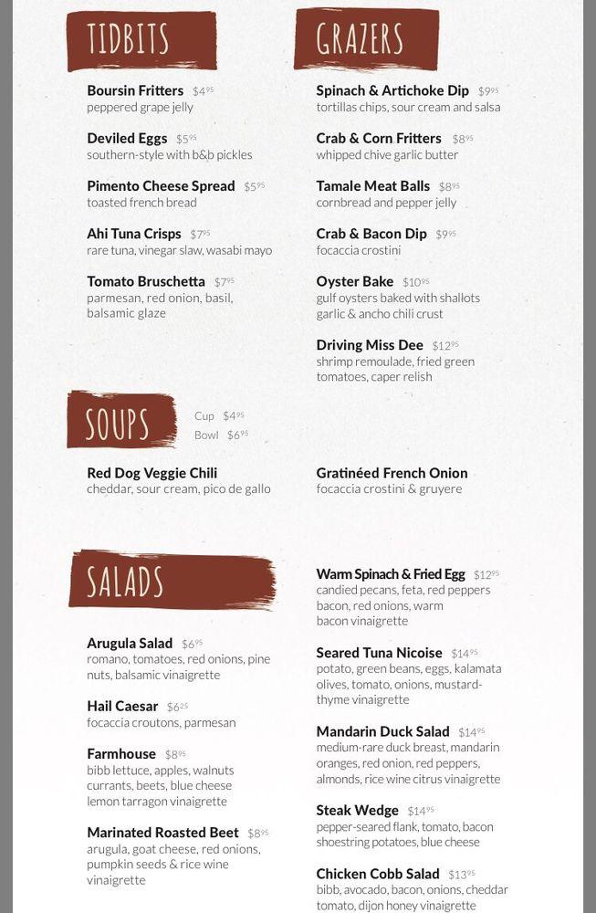 Menu at Red Dog Diner pub & bar, New Orleans