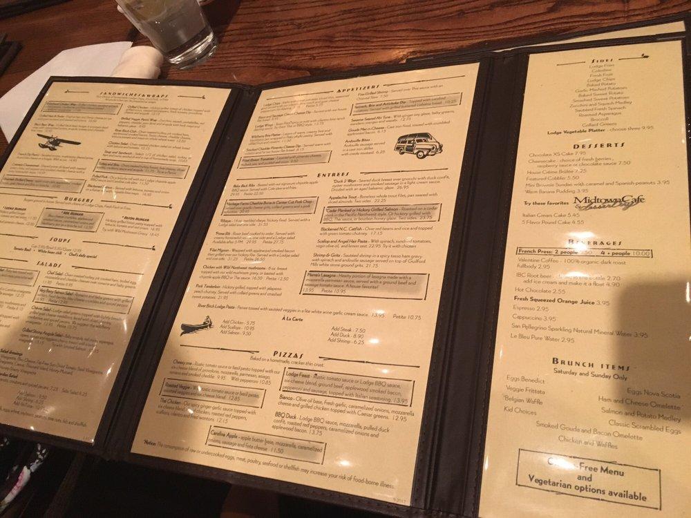 Menu at River Birch Lodge restaurant, Winston-Salem