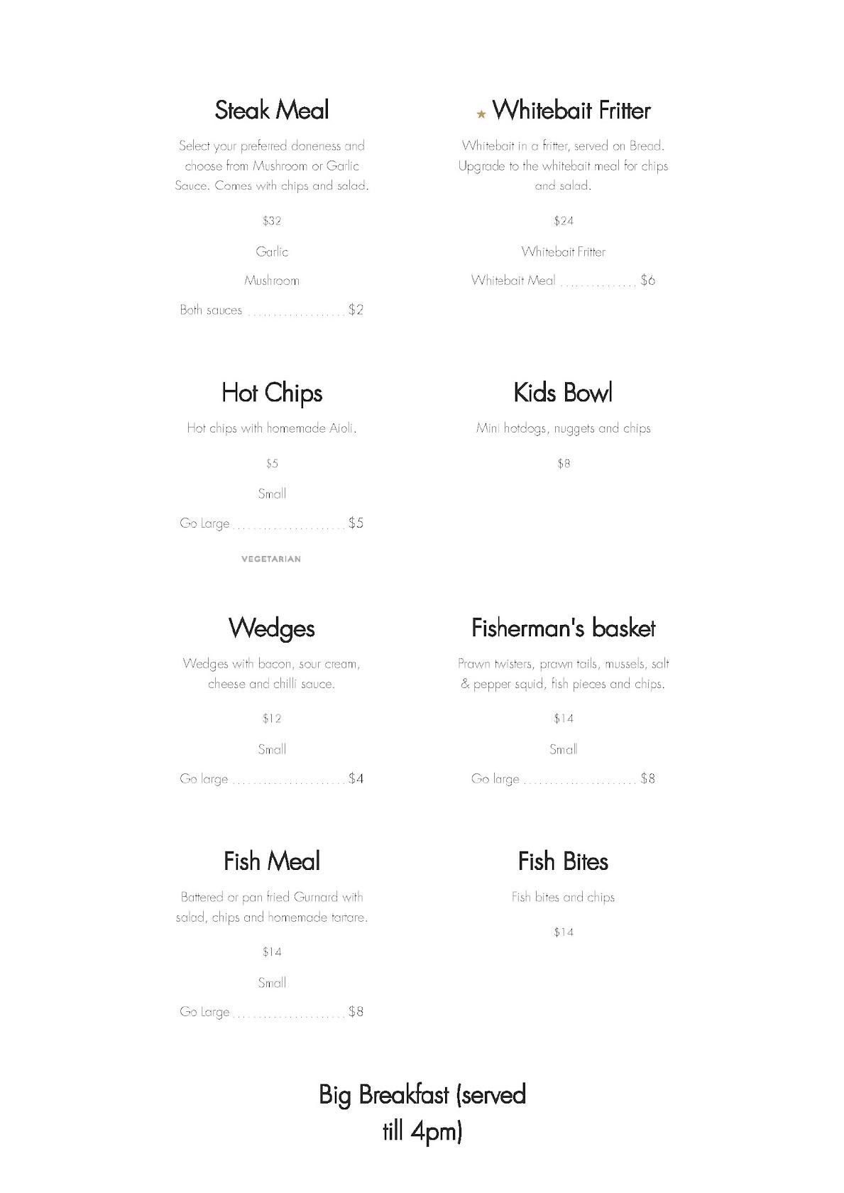 Menu at Awakino Hotel and Pub, Awakino