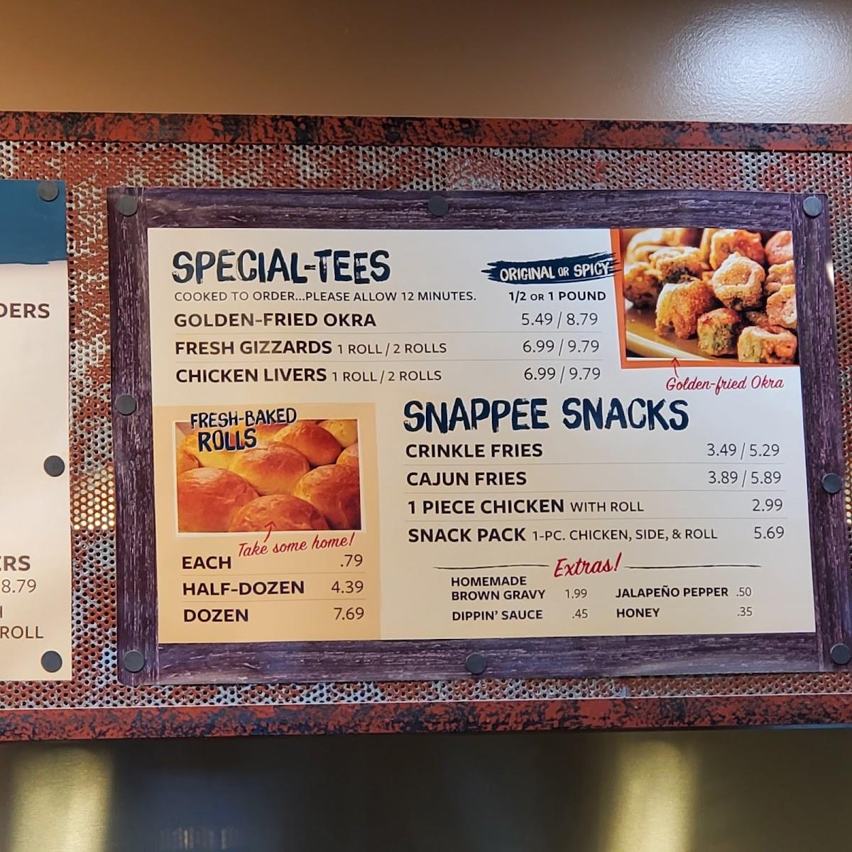 Menu at Ezell's Famous Chicken restaurant, Tigard