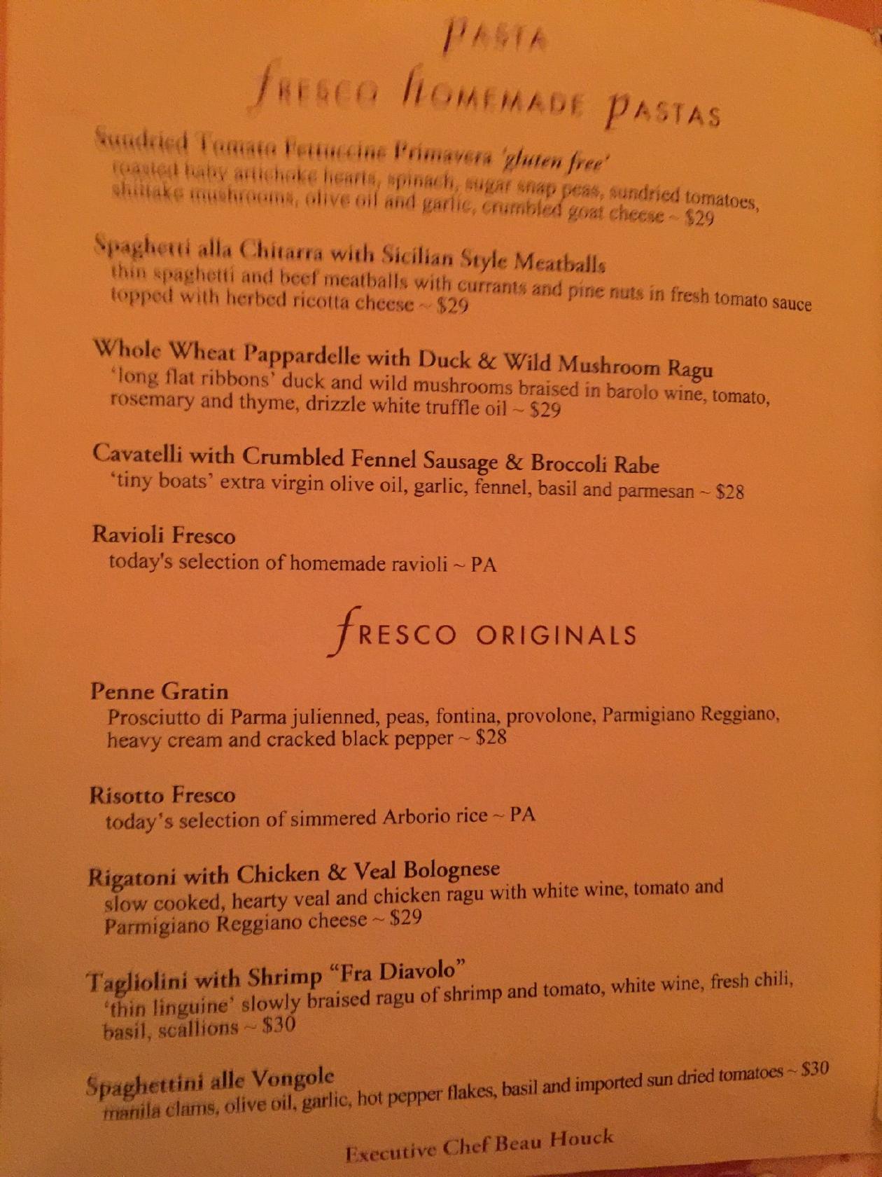 Menu at Fresco by Scotto restaurant, West New York, 34 E 52nd St